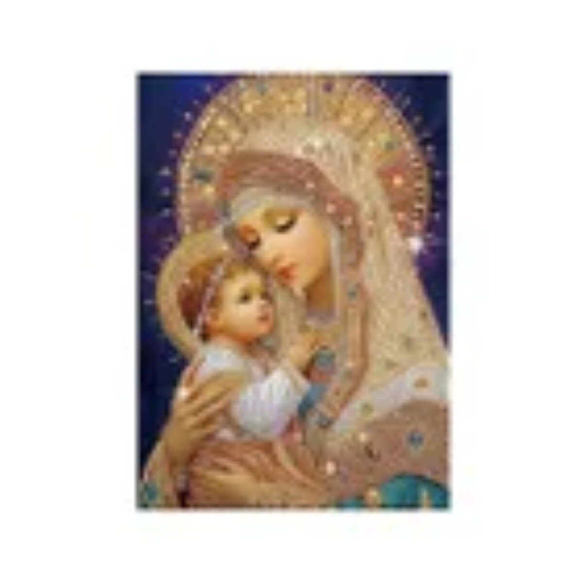 Алмазная Картина Дева Мария И Младенец Иисус 5D Круглый Бриллиант 30х40 см