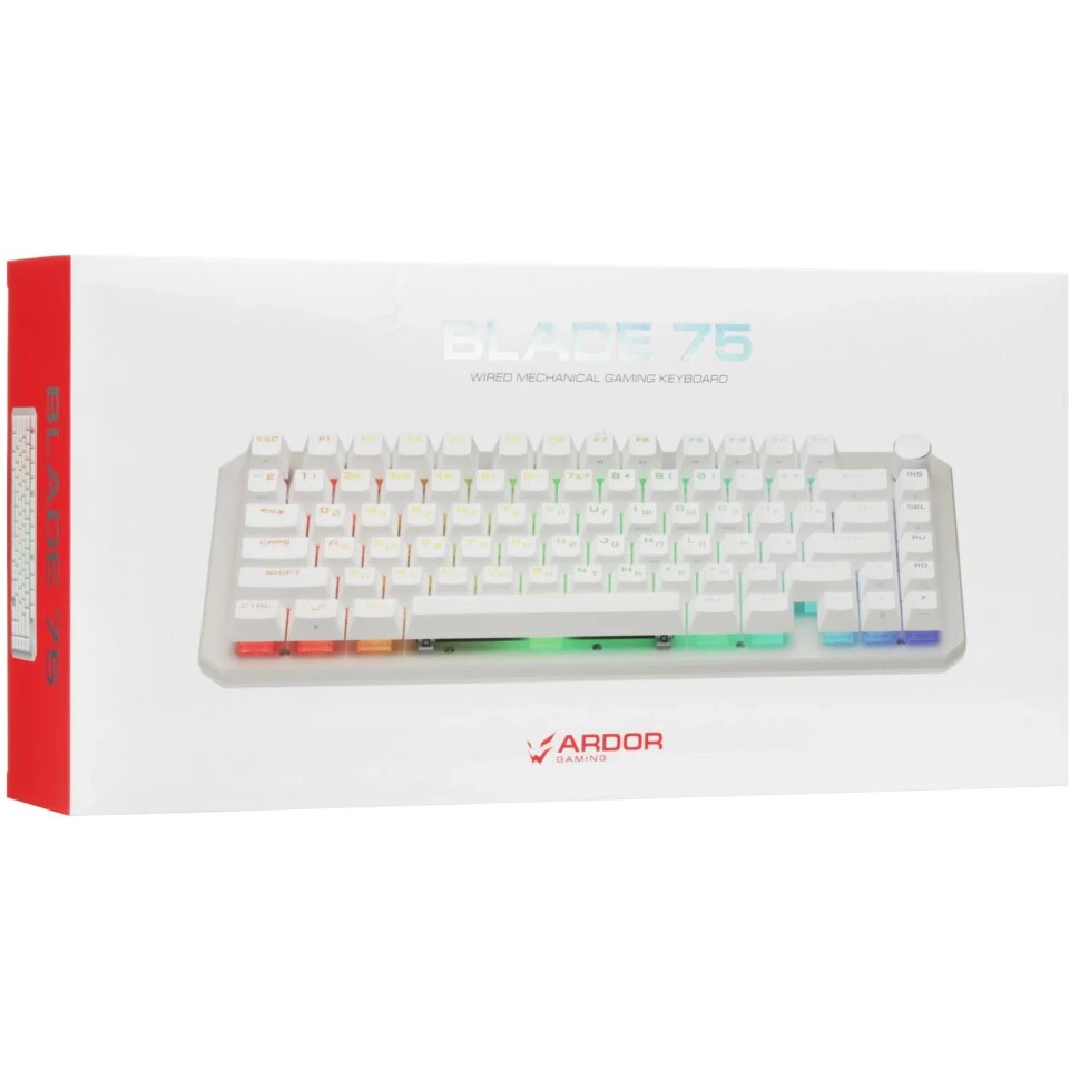 Клавиатура проводная ARDOR GAMING Blade 75, RGB, Kailh Red V2, белый