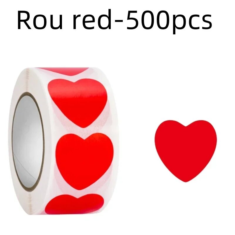 Наклейки сердечки красные 500 шт.