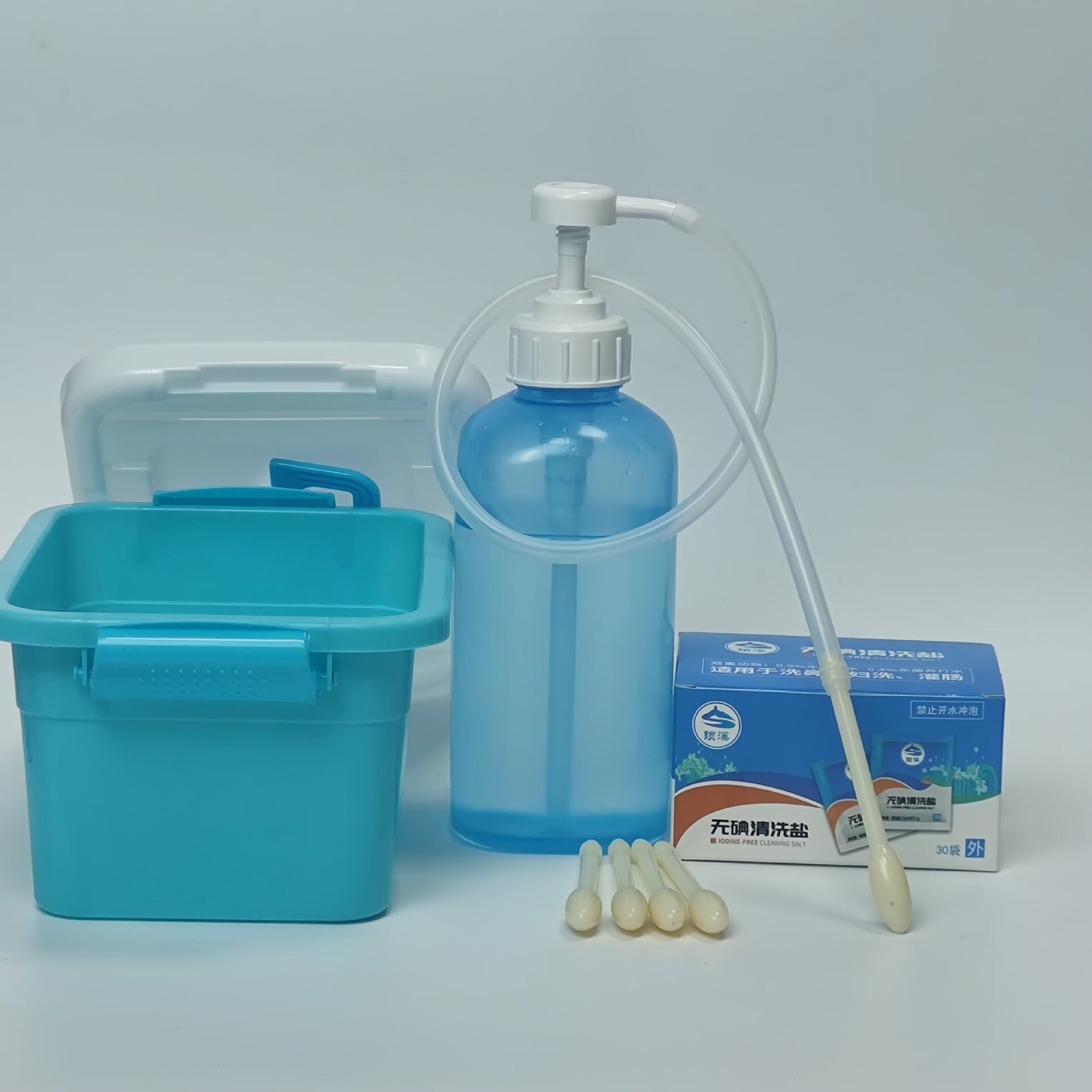 Задний очиститель клизмы лесбиянок Набор ирригаторов для клизмы*5+соль 30 пакетиков+коробка для хранения