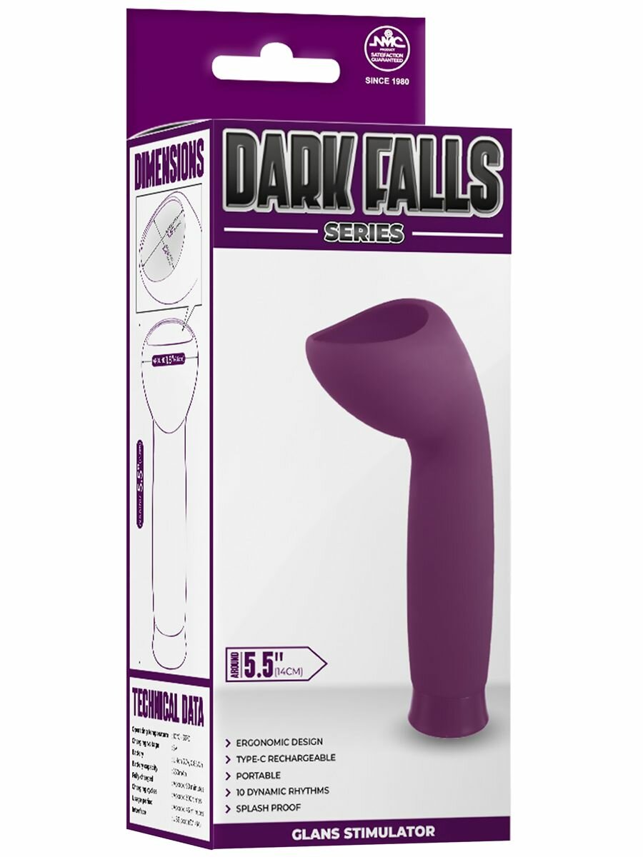 Оральный стимулятор головки пениса с вибрацией для мужчин "5.5 Inch Rechargeable Silicone 10 Functions Speed Glans Stimulator Purple " 4см