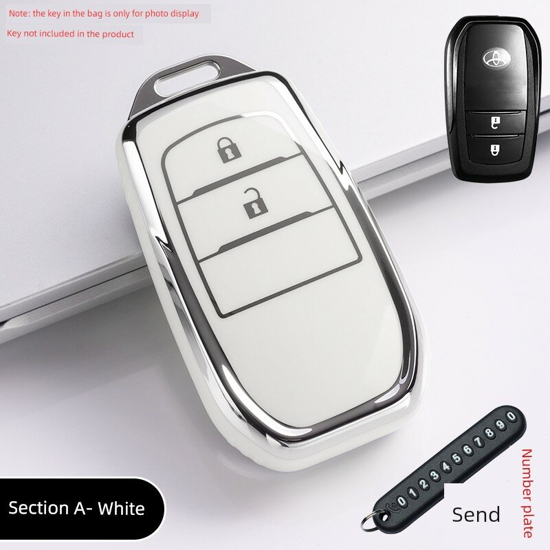 Одиночный брелок для ключа с номером для Toyota Camry Corolla RAV4 - Белый, стиль A