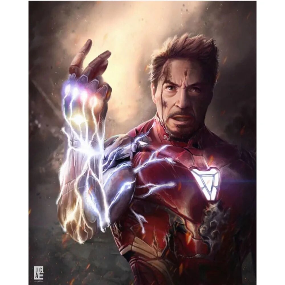 Алмазная Мозаика "Marvel Железный Человек Тони Старк" 40х50 См Алмазная Вышивка / Картина Стразами Подарков / Украшения