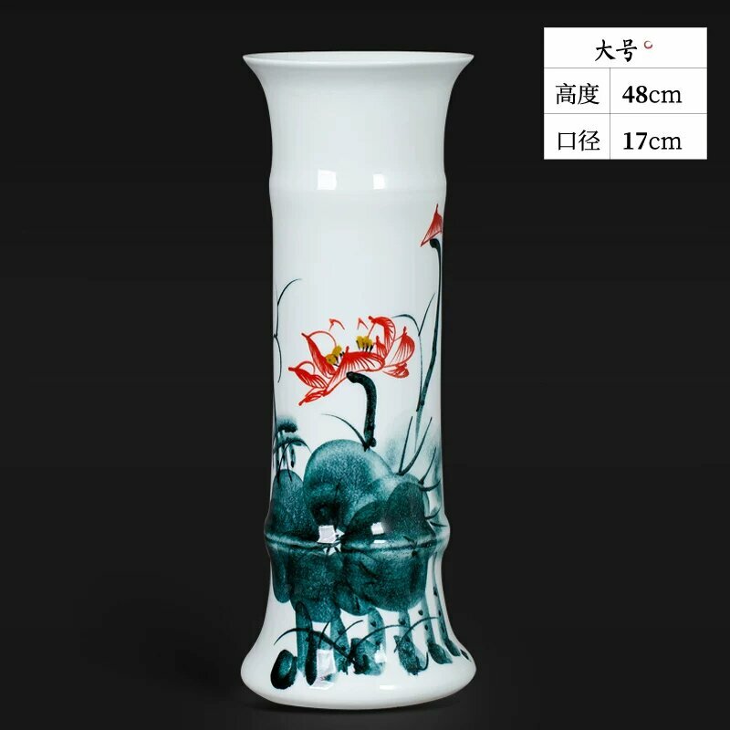 Большая напольная ваза из керамики Цзиндэчжэнь, расписная вручную, с изображением богатого бамбука, для аквапоники,