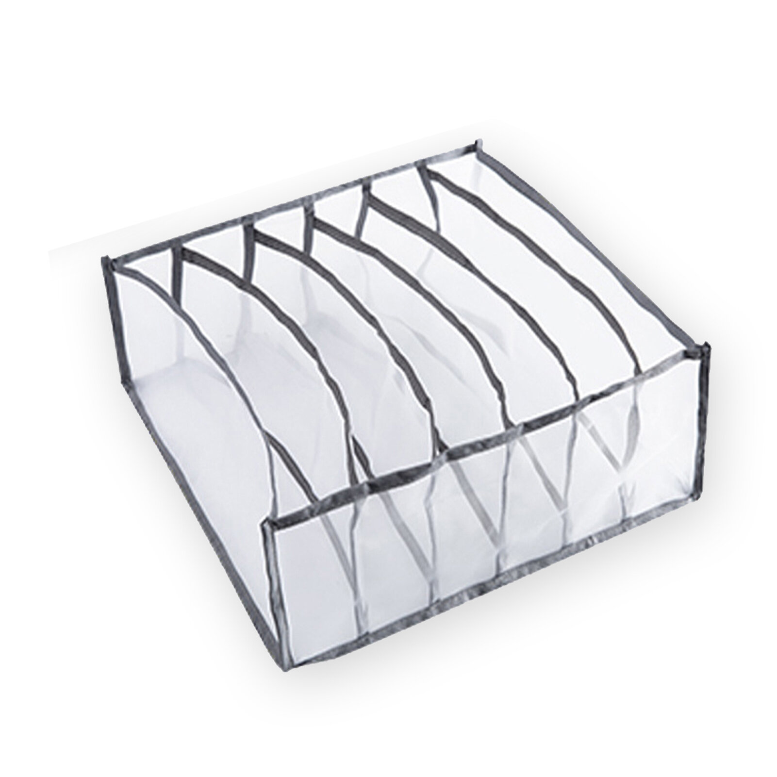 Органайзер для бюстгальтеров складной для ящика, контейнер для хранения нижнего белья, шарфов, галстуков, 6 отсеков, материал нейлонная сетка, цвет серый, размер 12.4 дюйма/31.5см*12.4 дюйма/31.5см*4.7 дюйма/12см, 1 шт.