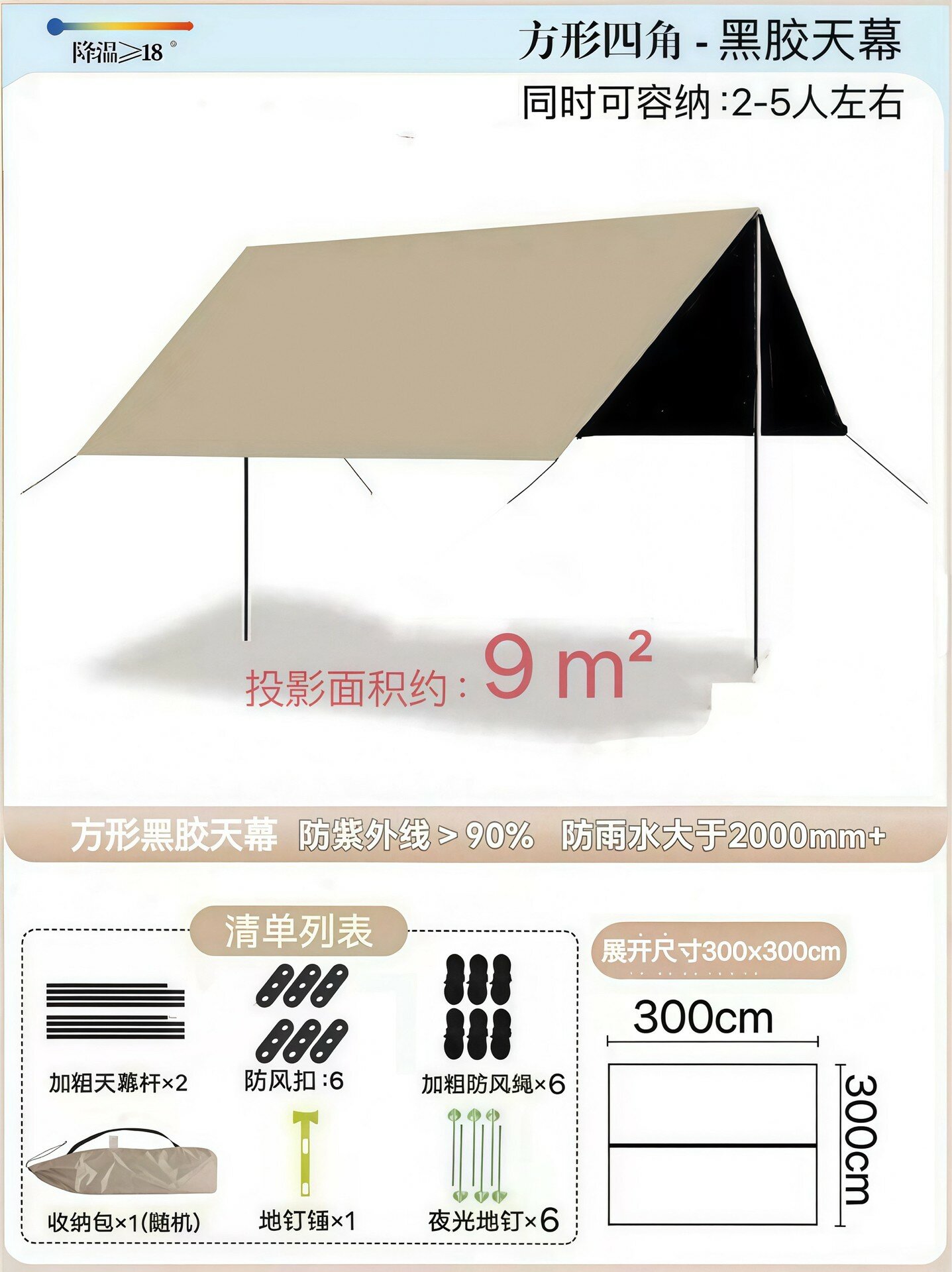 Виниловый большой навесной тент, водонепроницаемый, солнцезащитный, для кемпинга на открытом воздухе, большой пространства, восьмибабочковой формы, укрытие для кемпинга