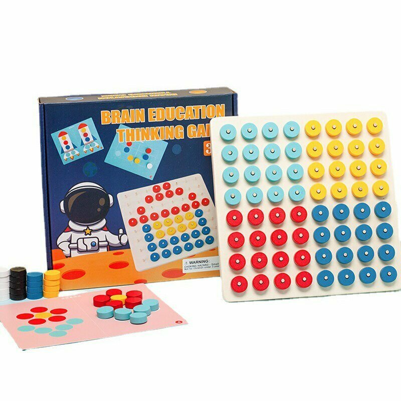 Творческие игрушки головоломки Цвет Соответствующий память головоломка мозг образовательная мысль игра ногтей дошка детское дерево игрушка головоломка (красочный)