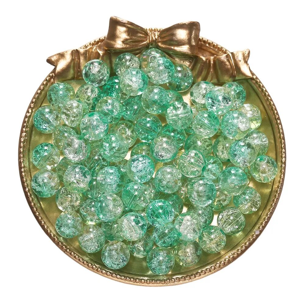 Бусины стеклянные круглые 20 шт, Разноцветный "Битое Стекло" Бусины 10mm, цвет светло-синий 01