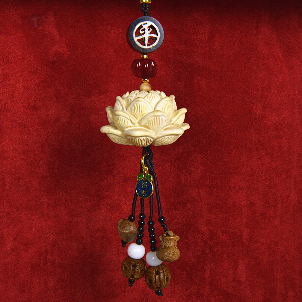 Премиум-аксессуары для автомобилей: подвески из самшита, персикового дерева, в форме цветка лотоса, высококачественные украшения для автомобильных зеркал заднего вида, напрямую от производителя.