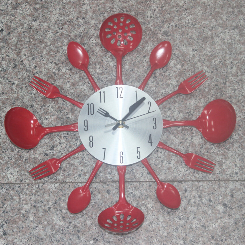 Металлические настенные часы с ножом и вилкой, креативная посуда, декоративные настенные часы для ресторана