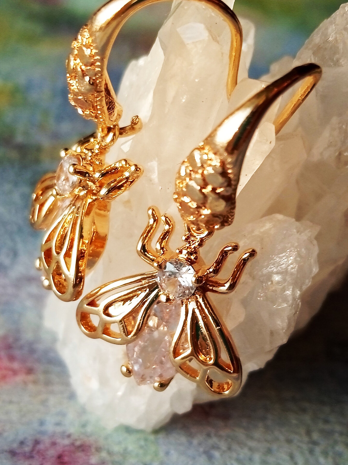 Серьги с подвесками, циркон