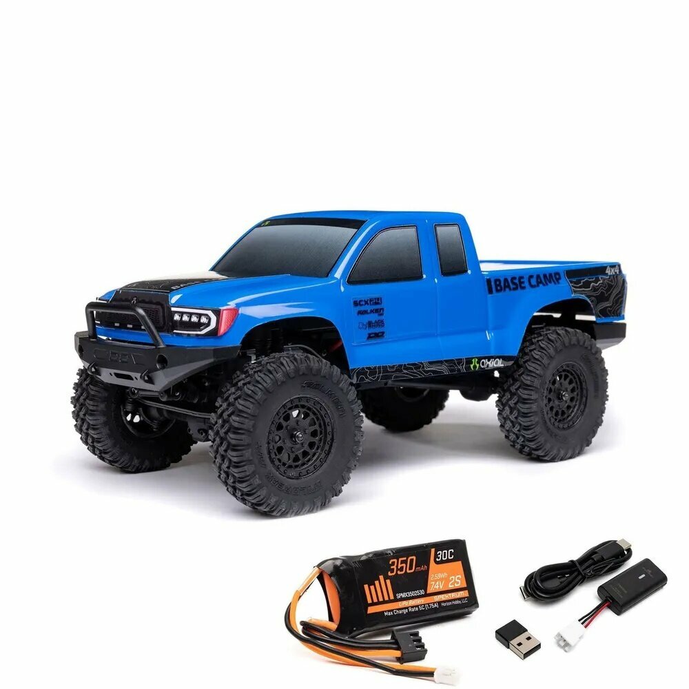 Axial 1/24 SCX24 Base Camp 4X4 RTR электро-краулер с коллекторным двигателем (в комплекте аккумулятор и зарядное устройство), подарок для мальчика. #AXI1219