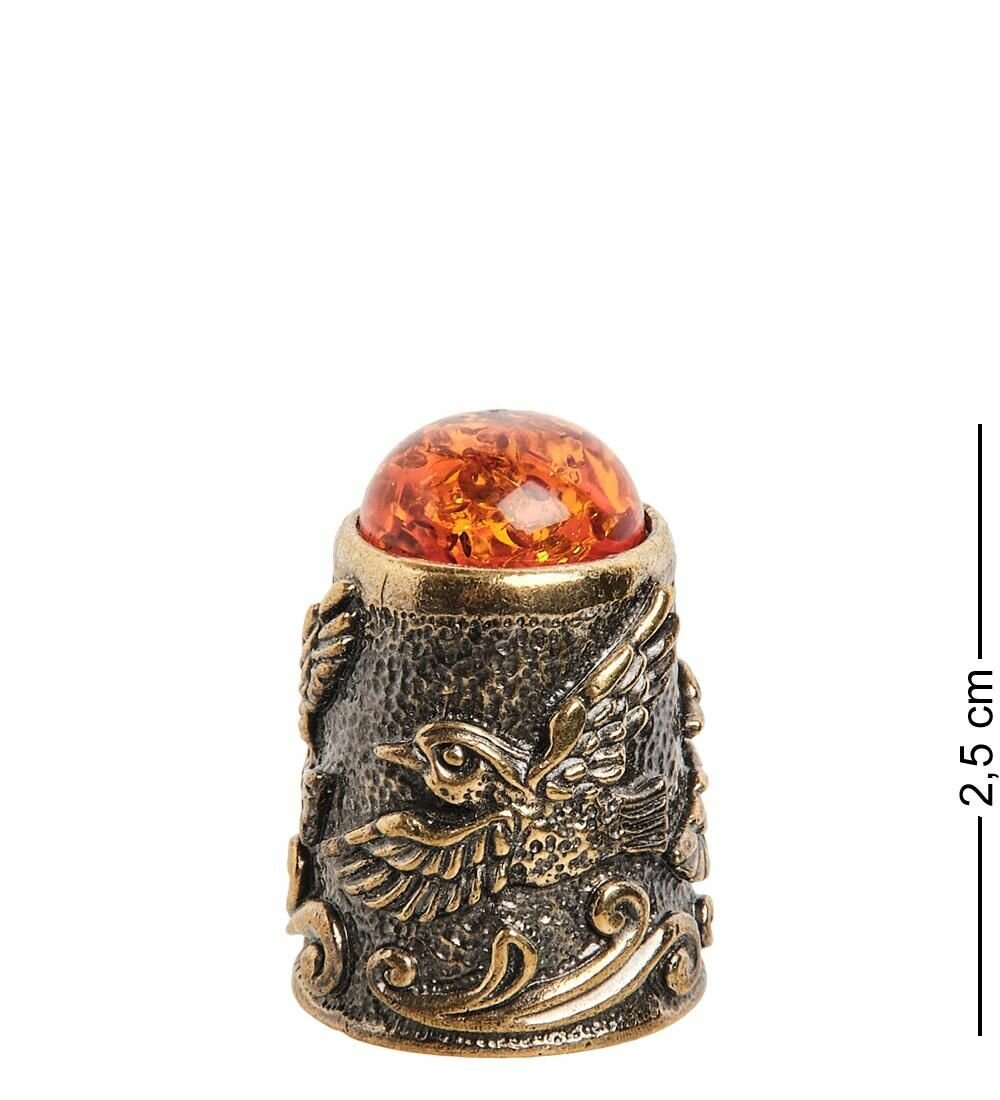 Наперсток из янтаря и латуни "Птички с кабошоном" A2101757 Народные промыслы, Латунь, янтарь