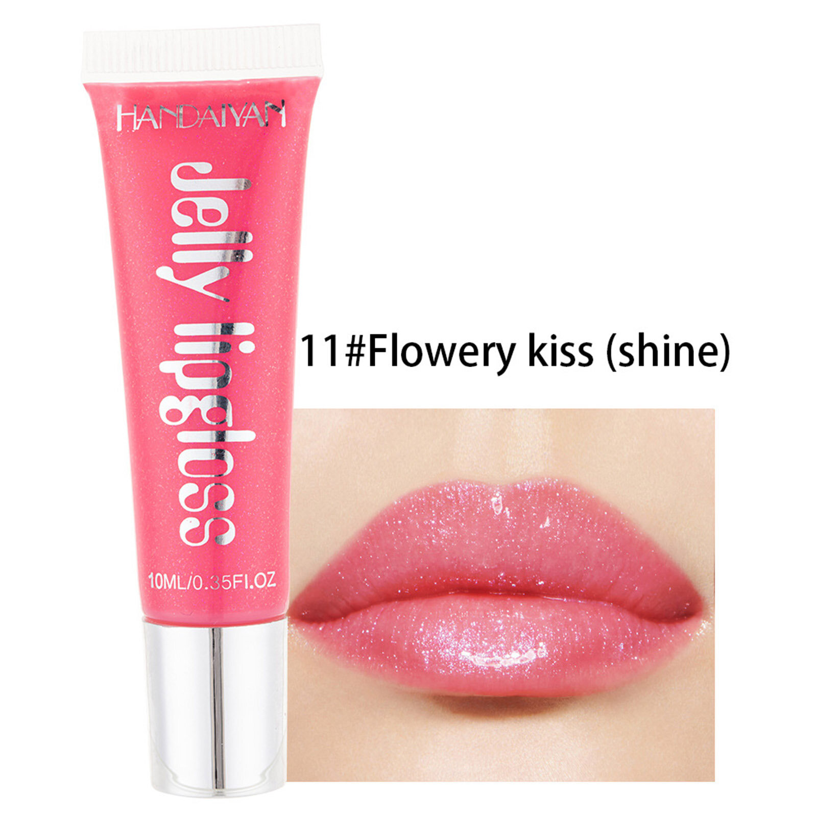 HANDAIYAN Candy Color Jelly Lip Gloss Glass Lip Gloss Mirror Lip Jelly Toot Lip Glaze Lip Protection 11#Flowery kiss (shine)