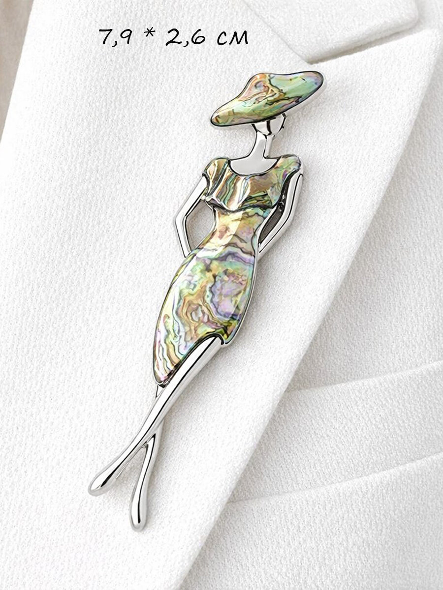 Брошь, перламутр синтетический, перламутр