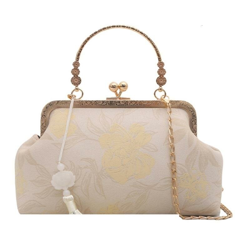 Сумка через плечо из бархата с вышивкой, Белый