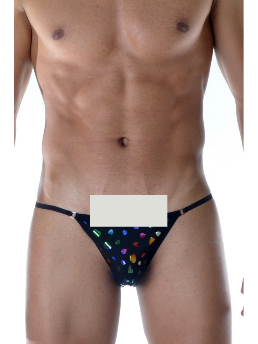 Мужские трусы танга черные с разноцветными блестками Don Moris DM111844 L (46)