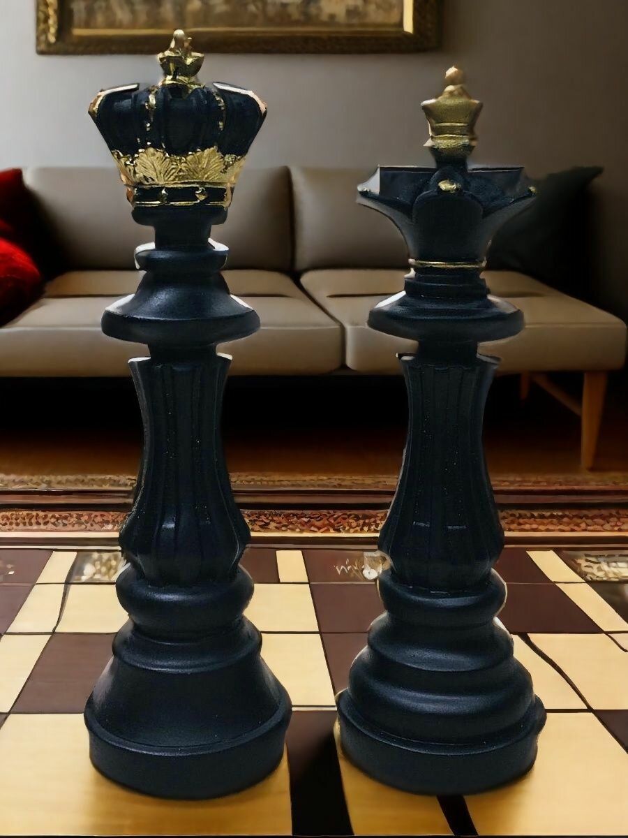 Шахматные фигуры Король и Королева, искусственный камень статуэтка декоративная