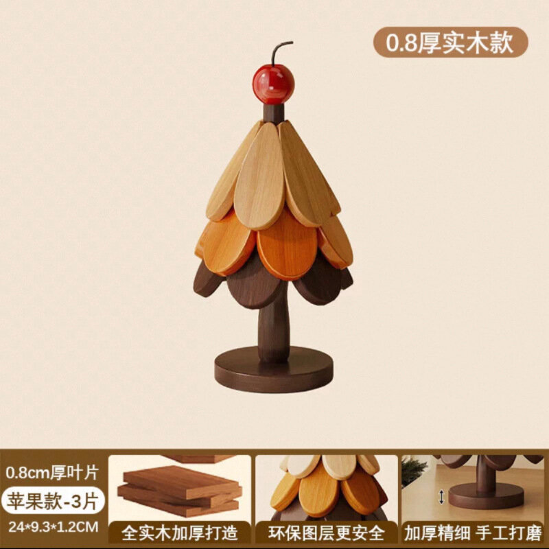 Высококачественный теплоизоляционный коврик для рождественской елки, декор для обеденного стола, деревянный антиожоговый коврик для кастрюль, складной поднос для мисок, оптовая продажа