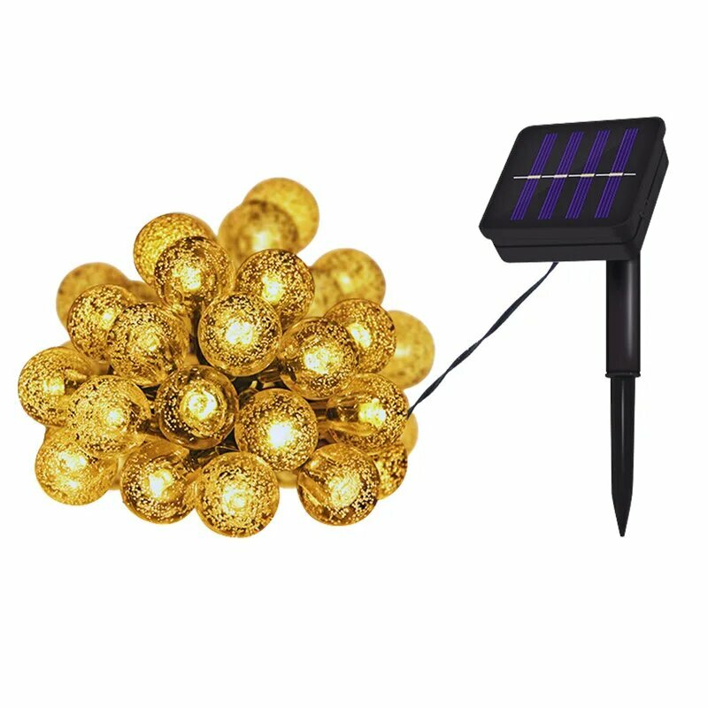 Солнечная гирлянда хрустальные шары, Warm White, 5M 20LEDs