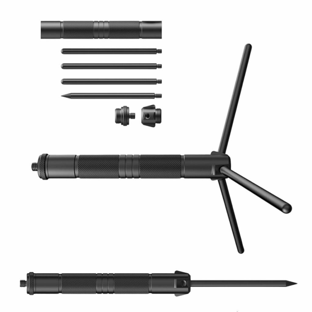 Алюминиевые грунтовые шипы для штатива с противоскользящей подкладкой, Черный