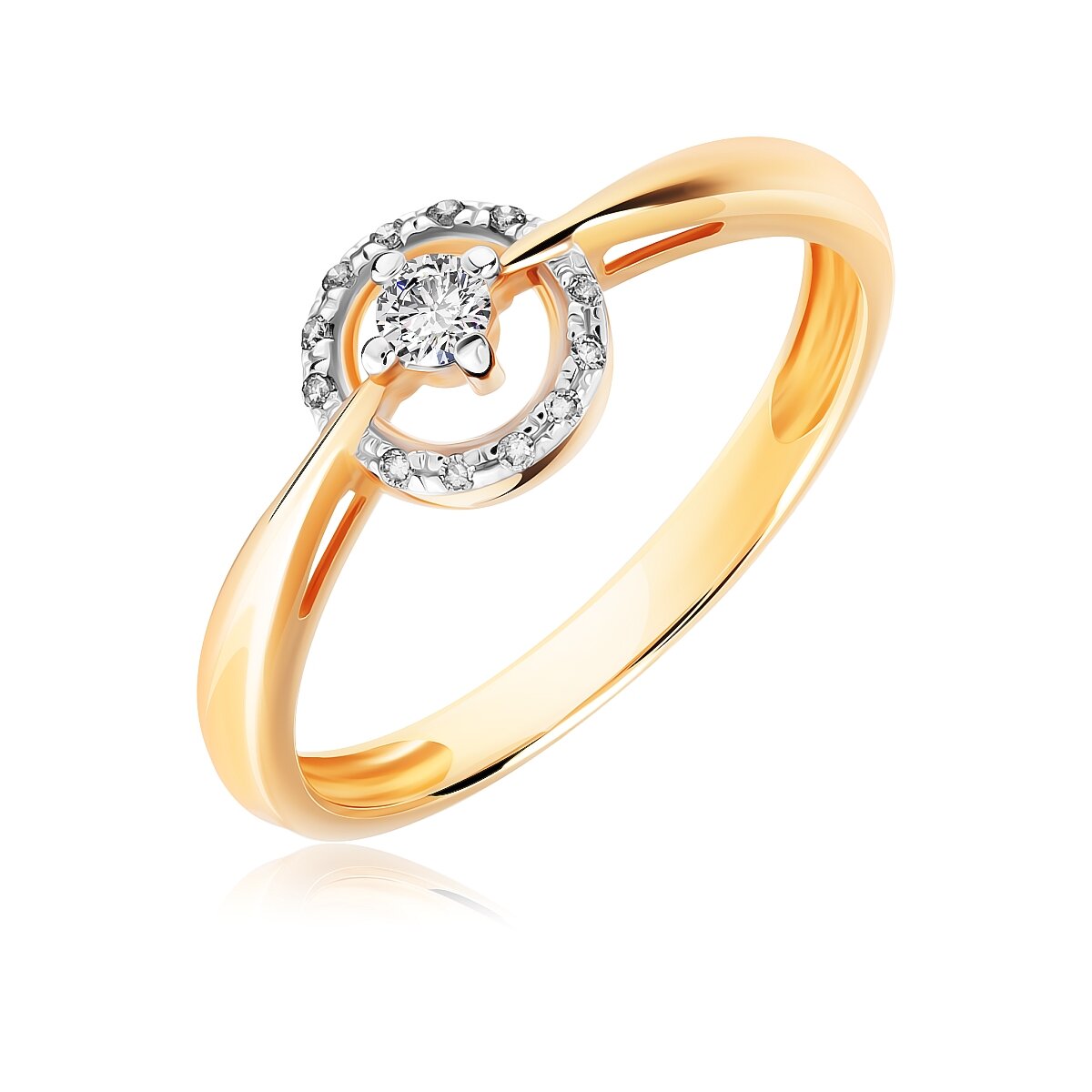 Кольцо помолвочное, красное золото, 585 проба, бриллиант