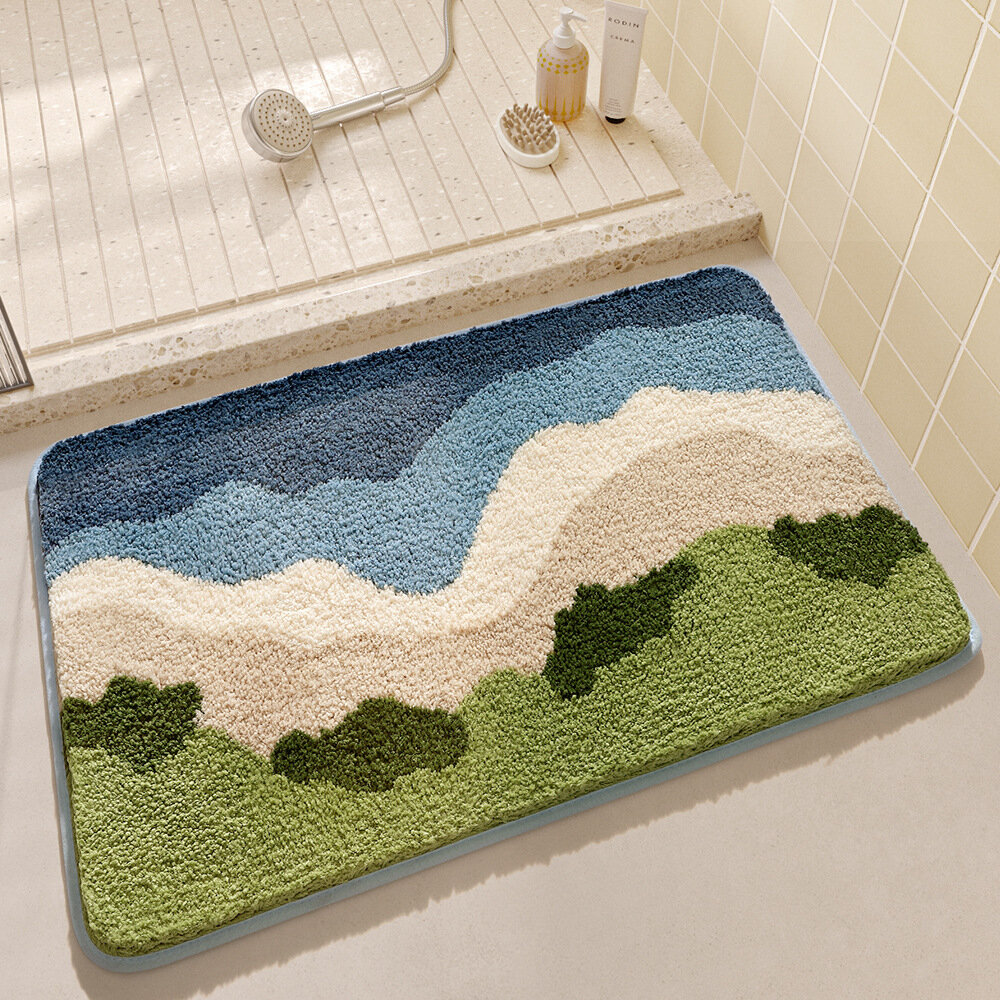 Коврик для ванной комнаты Dajiang Fresh Style, высокоабсорбирующий, нескользящий, для туалета, быстросохнущий, флокированный.