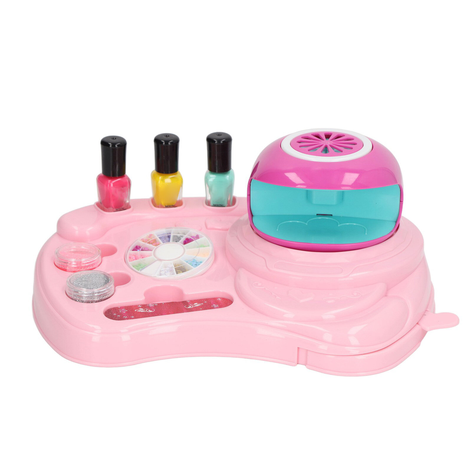 Набор для ногтей детей Kids Nail Art Kit Simulation Safe DIY Multifunctional с сушителем для ногтей, наклейками для ногтей, лаками для ногтей для девочек, материал: пластик, электронные компоненты, дерево, размер: approx. 26 x 18 x 5cm/10.2 x 7.1 x