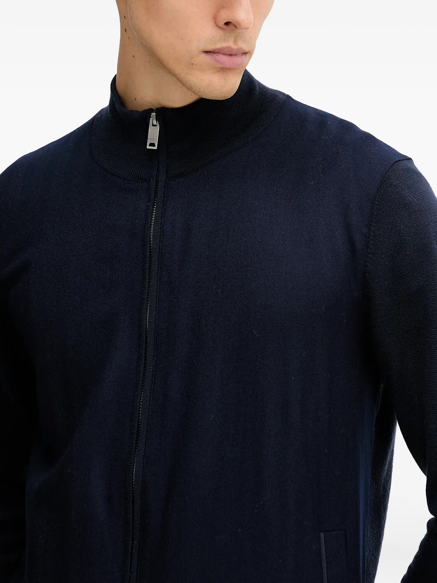 Кардиган HACKETT London Zip mock-neck cardigan, размер 46, blue — фото 1