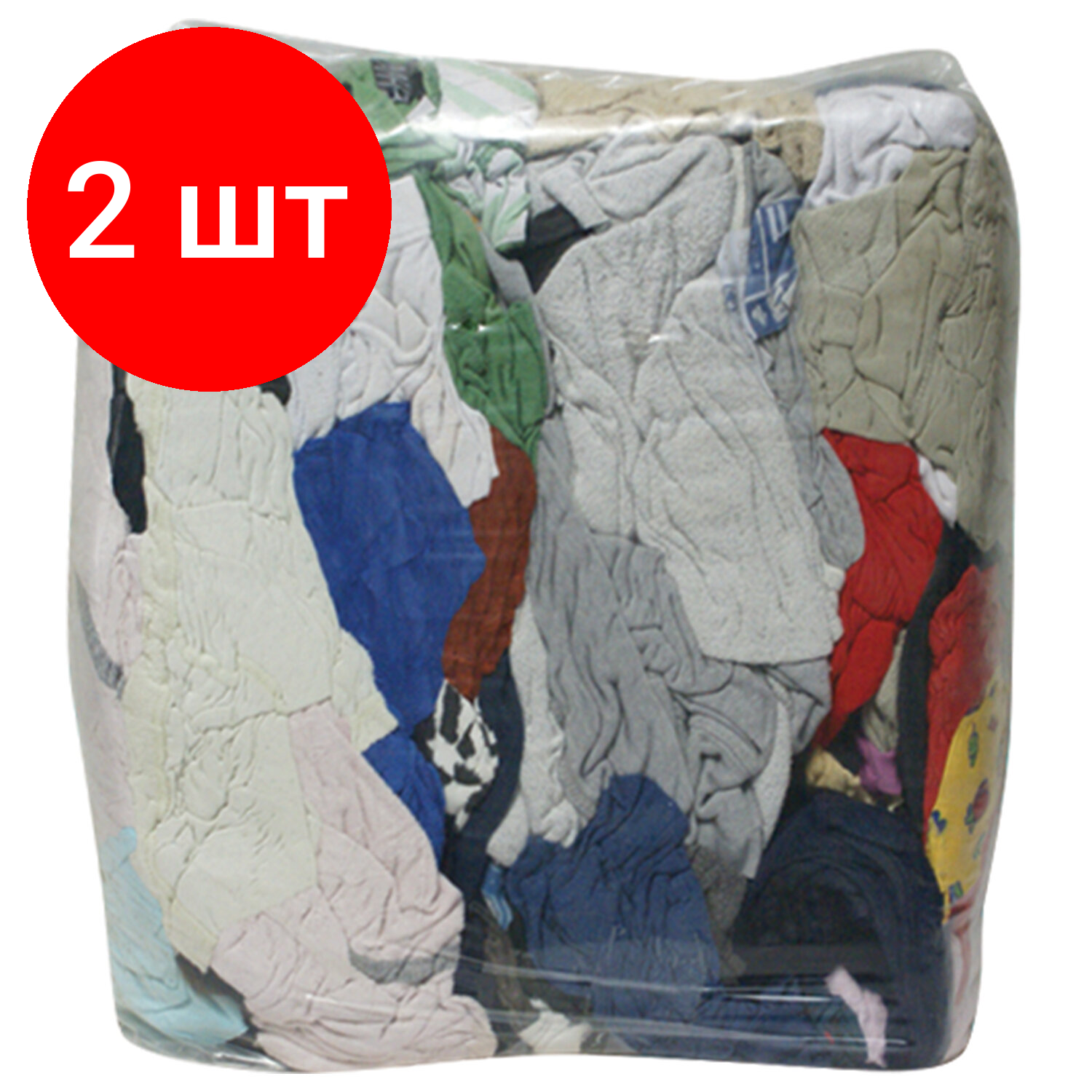 Комплект 2 шт, Ветошь фланелевая, лоскуты 40х60 см (±10 см), плотность 100-360 г/м2, 70% хлопок, 30% синтетика, 10 кг