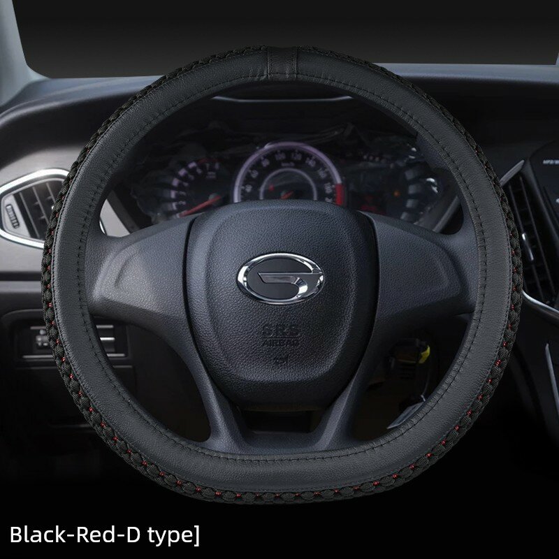 Чехол для рулевого колеса GAC Trumpchi S-M6 и Yingbao, черный с красным, форма D, все сезоны, универсальная посадка