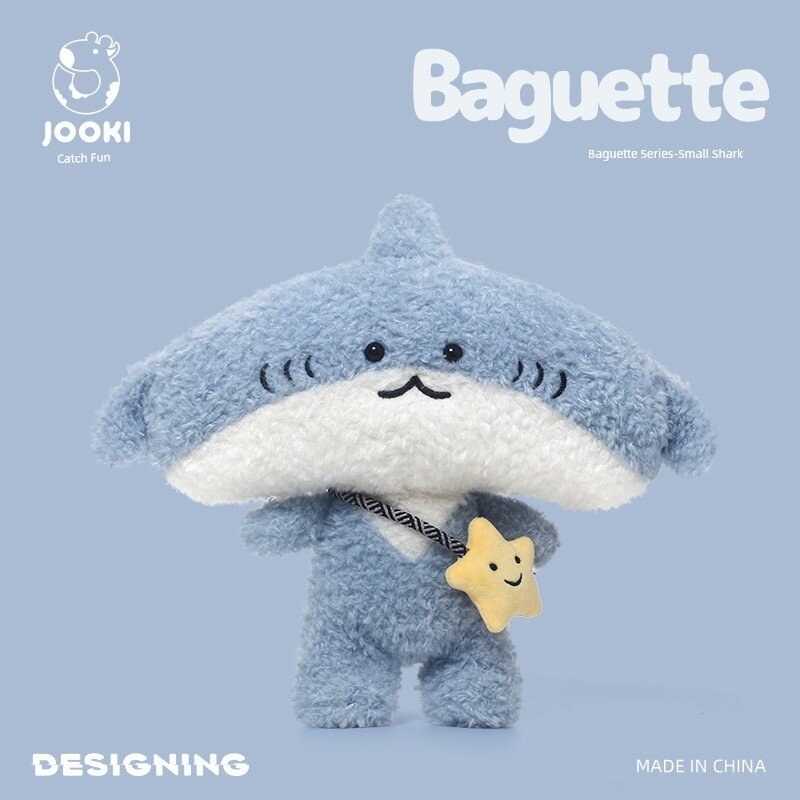 Плюшевая игрушка-акула в форме багета в картонной сумке, мягкая игрушка для детей, подушка на ночь, 100% хлопок,