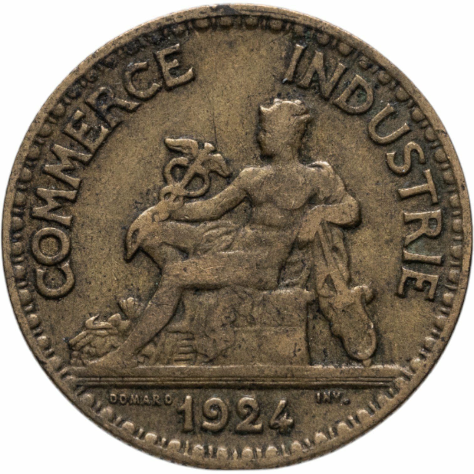 Франция 50 сантимов centimes 1924, Бронза, в сохранности VF