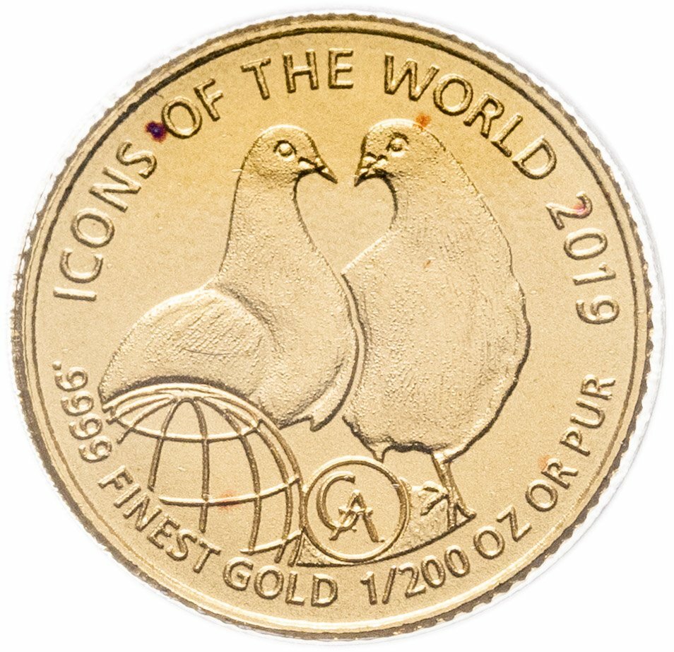 Руанда 10 франков 2019 Голуби, Золото, в сохранности UNC