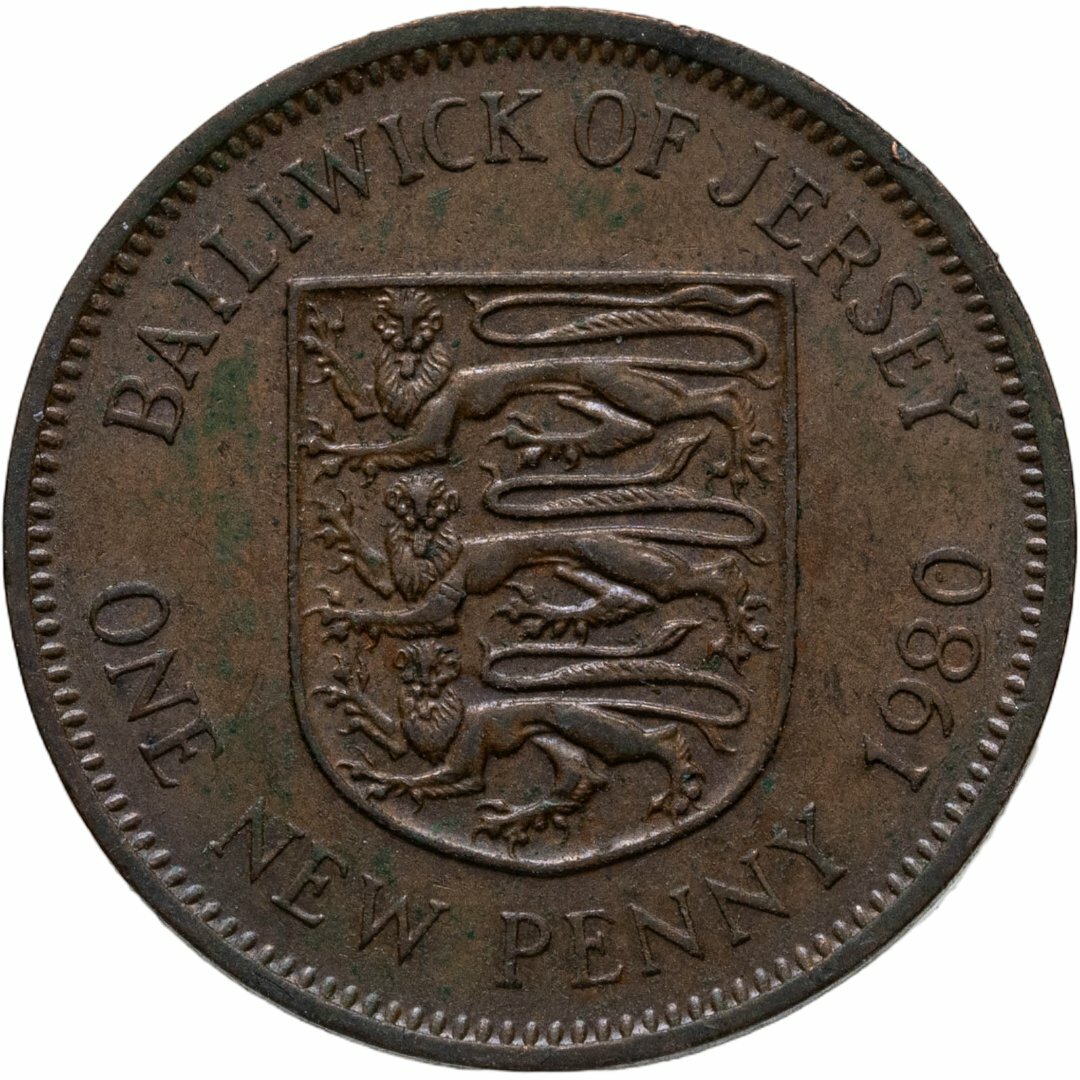 Джерси 1 новый пенни new penny 1980, Бронза, в сохранности AU-UNC