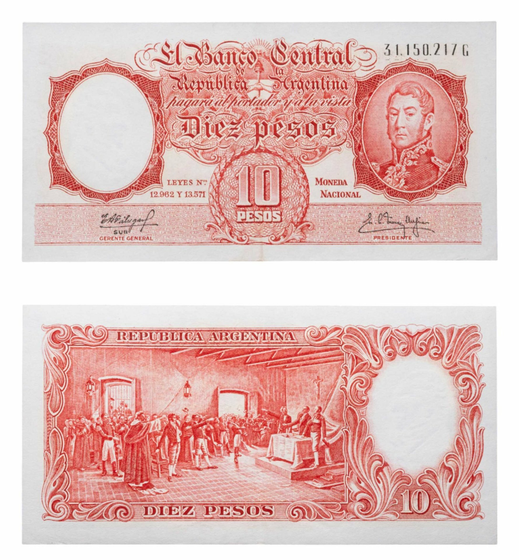 Аргентина 10 песо 1954-1963 Pick 270