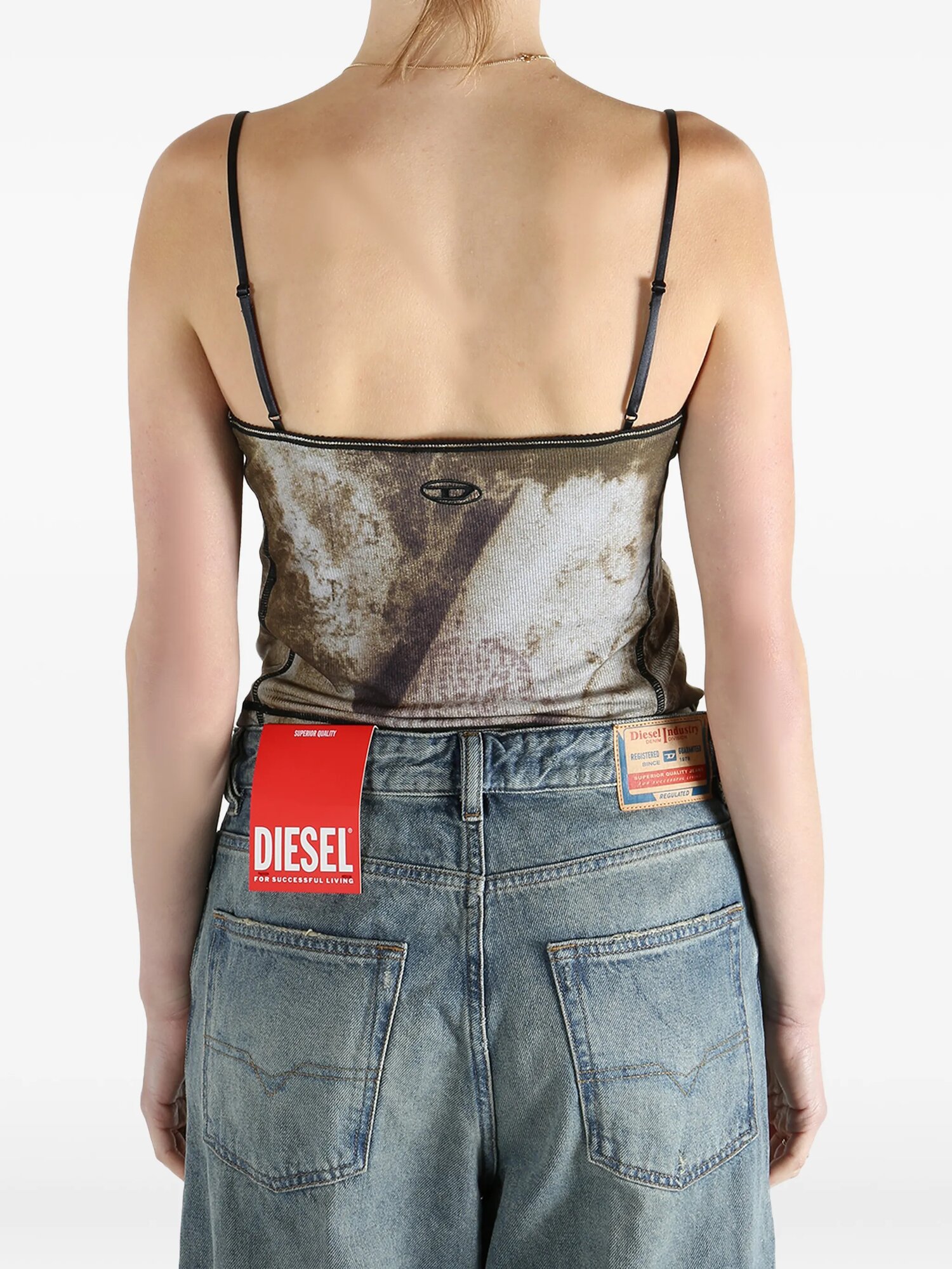 Топ DIESEL Graphic-print top, размер M, коричневый — фото 1