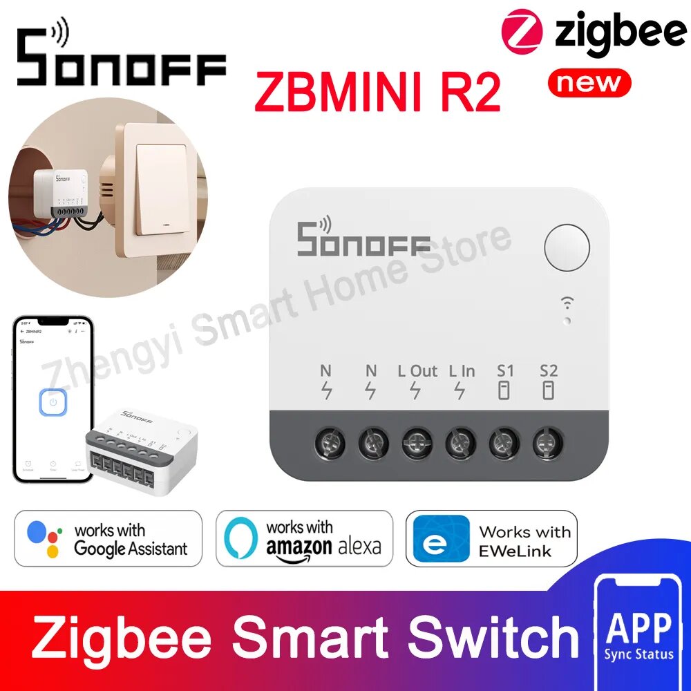 Zigbee реле Sonoff ZBMINIR2 Extreme, 10А/2200Ватт (Работает с Алисой, Сбер Салют)