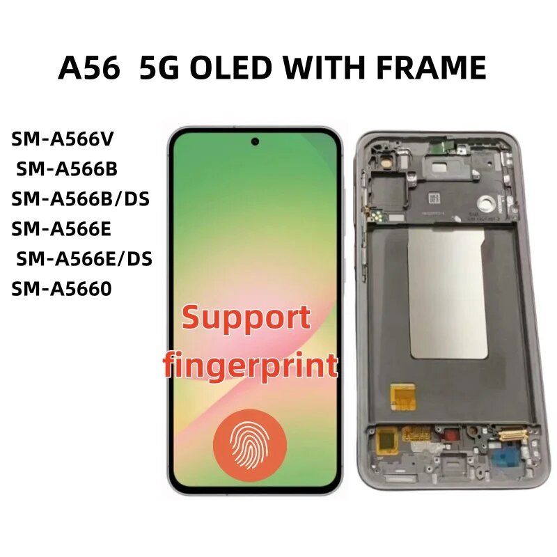 Дисплей Samsung A56 5G (A566V/B/E/0) OLED с рамкой, в сборе