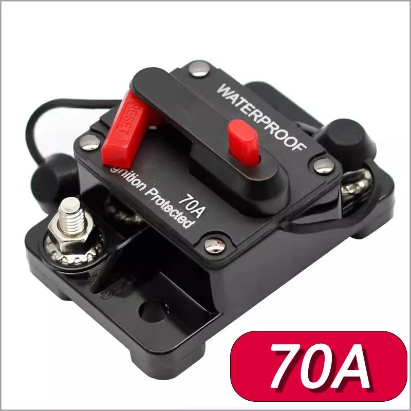Автоматический выключатель от 20 А до 300 А с ручным сбросом для автомобильной аудиосистемы, водонепроницаемый морской автоматический выключатель, предохранитель сброса 12 В-48 В постоянного тока 40 А 60 А Type B-70A