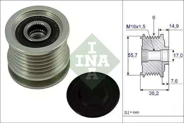 Шкив генератора INA 535001310 Mercedes W461 290Td 97->