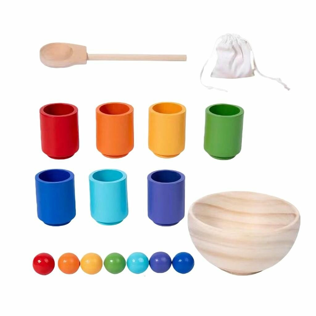 НаборИгрушек, Семицветная классификационная чашка Монтессори для раннего образования, когнитивная игрушка для подбора цветов