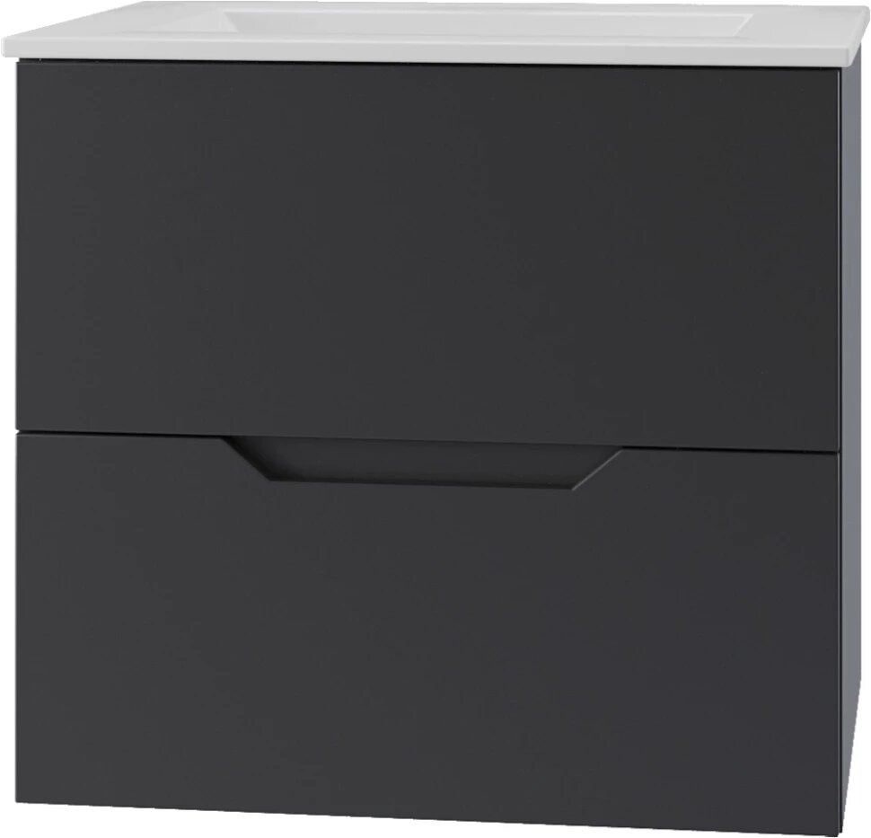 Тумба с раковиной Orange Line Li-60Tub+Ra 61,5 см, подвесная, черный матовый