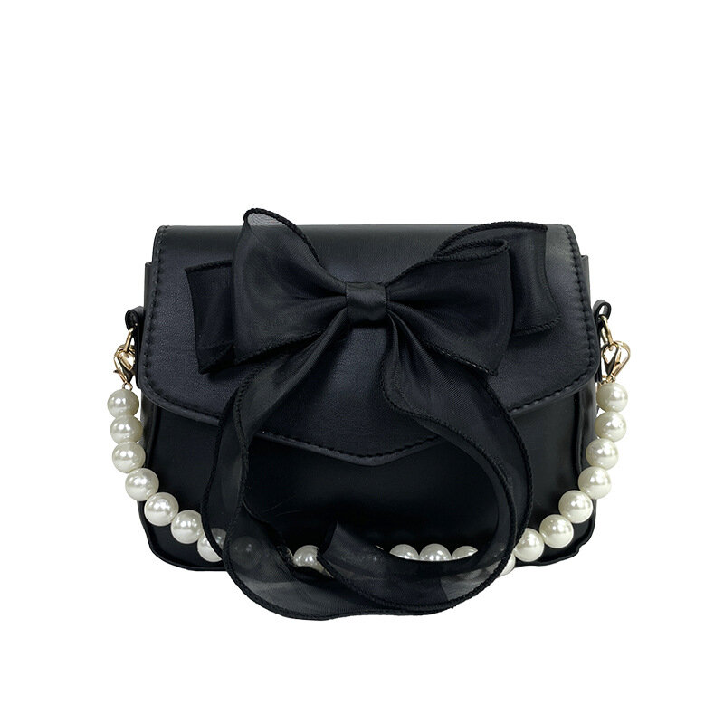 Женская сумка с жемчужной цепочкой, маленькая сумка, новинка лета 2025, нишевая текстура, сумка с бантом, одно плечо, кроссбоди, маленькая квадратная сумка