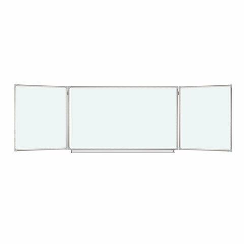 Доска магнитно-маркерная 3-х элементная 100х150/300 см, 5 рабочих поверхностей, белая, BRAUBERG, 231708