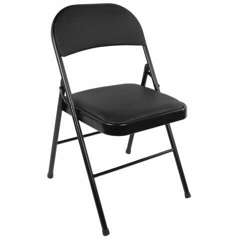 Стул складной BRABIX "Golf Plus CF-003 комфорт", черный каркас, кожзам черный, В коробе, 533026