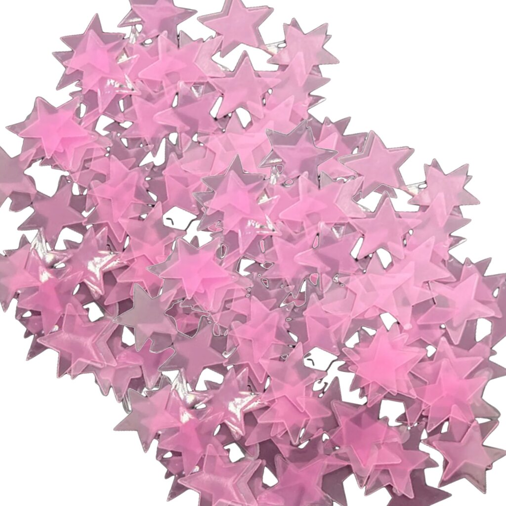 100шт Светящаяся в темноте флуоресцентная звезда, яркая 3D пластиковая наклейка на стену для детей, украшение потолка детской спальни размером 3 см