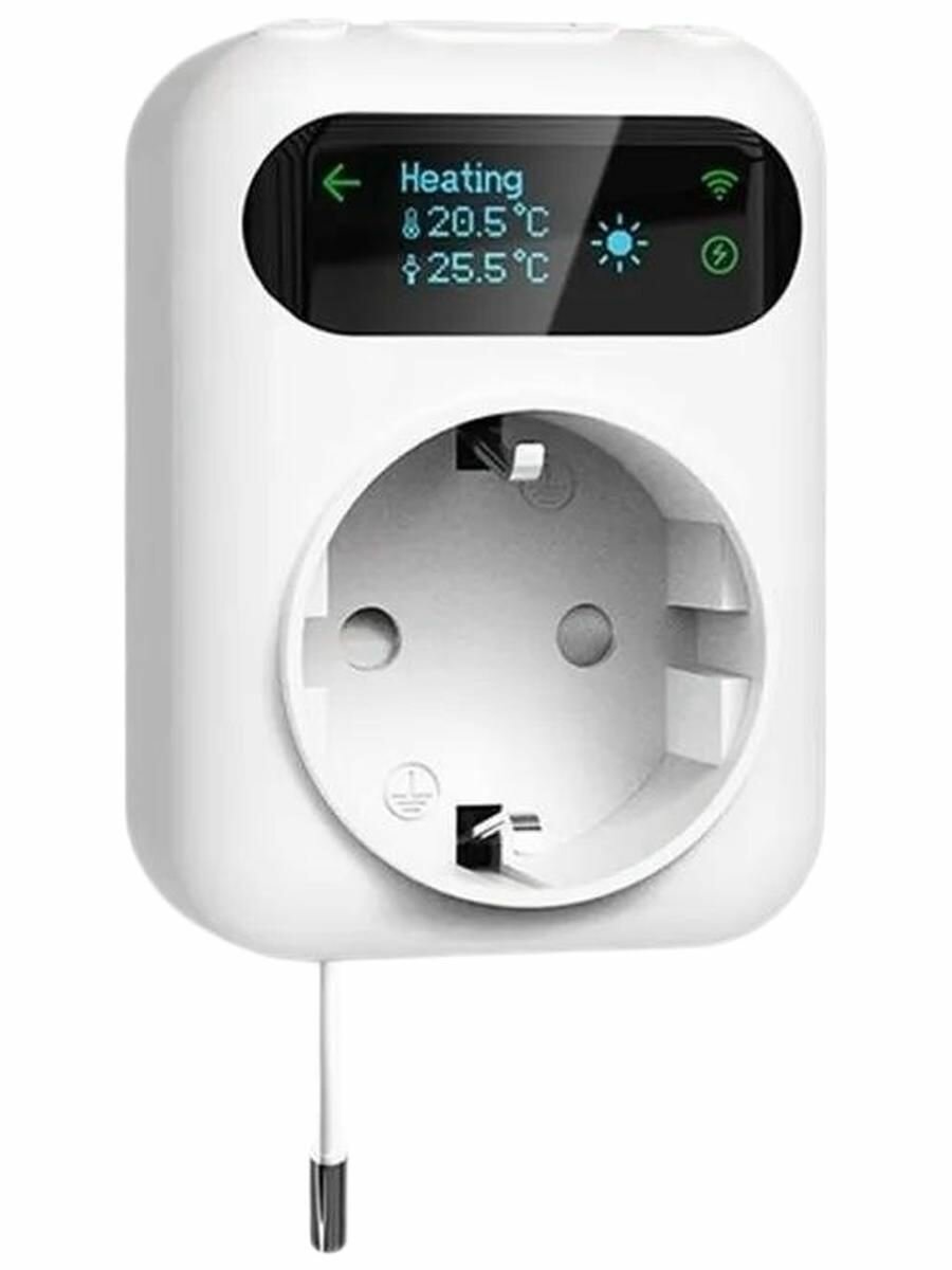 Умный дом WiFi розетка с датчиком температуры /термостат/таймер TP5W (под Tuya, Smart Life, дом с алисой), 100-240В AC, 16А