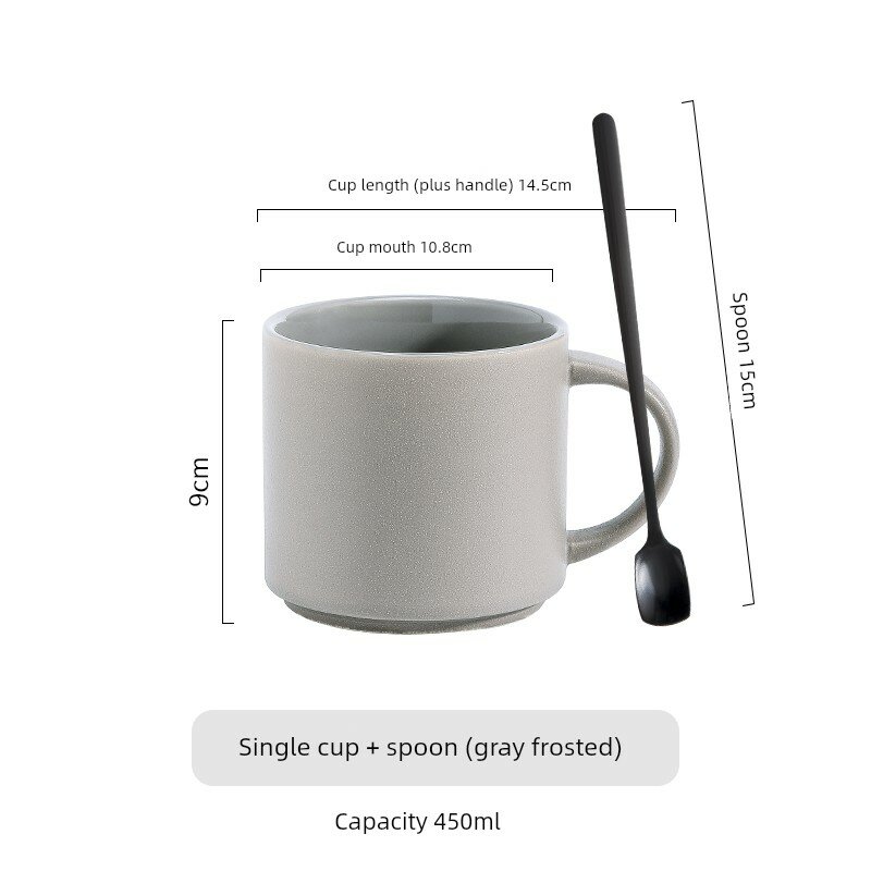 Скандинавская керамическая кружка с крышкой и ложкой, грубая керамика, кружка в ретро-стиле, чашка для кофе, домашняя