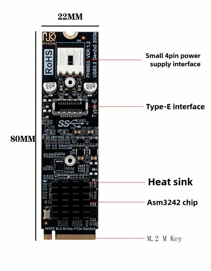 Контроллер M.2 NVMe PCIe к USB 3.2 Type E — фото 1